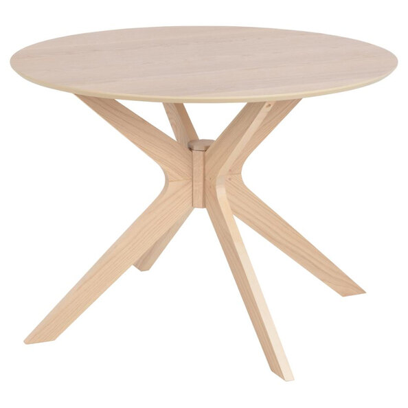 Durant Wooden Round Dining Table In Matt White Oak