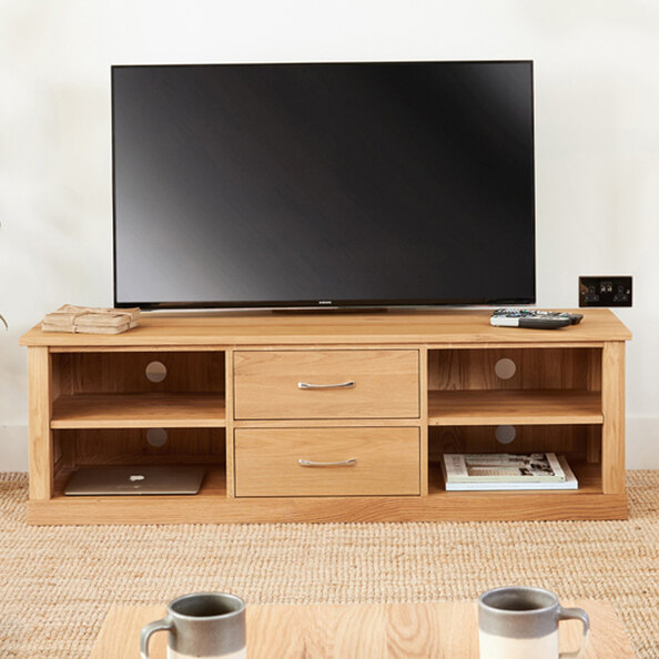 Fornatic Wooden TV Stand With 2 Drawers In Oak