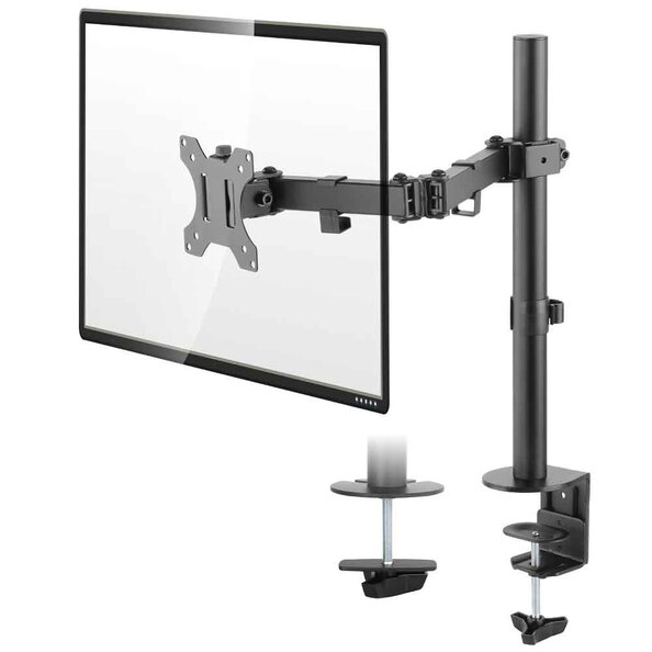 Midvale 32'' Single Arm Metal Desk Mount Monitor Stand - Black