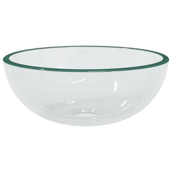 Tacoma Round Countertop Basin Without Waste 300mm Wide 0TH - Clear Glass