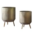 Arcadia Metal Set Of 2 Planter In Gold And White