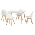 Barrie Rectangular Wooden Dining Table With 4 White Chairs