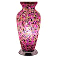 Izar Medium Magenta Flower Design Mosaic Glass Vase Table Lamp | FiF