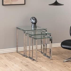 Glass Nest of Tables UK - Black, Gold, Chrome | Furniture in Fashion