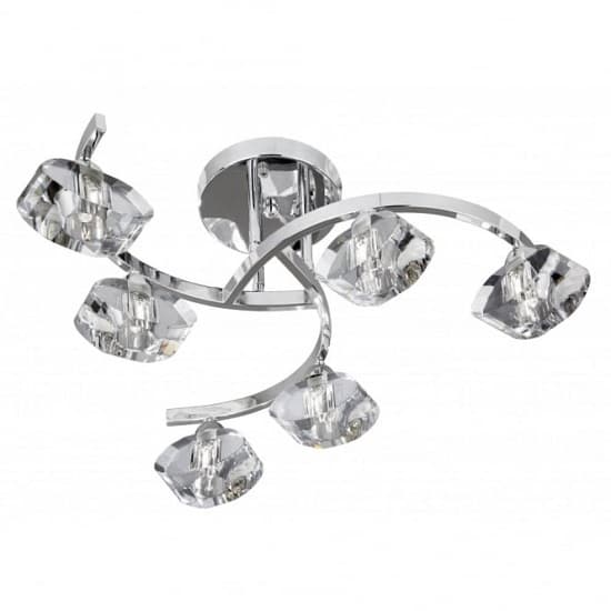 Sculptured Ice Chrome Six Celing Curved Semi Flush Light | Furniture in ...