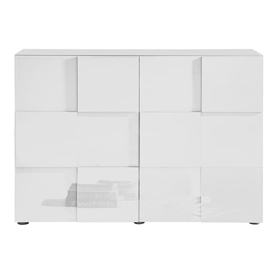 Aspen High Gloss Highboard With 2 Doors In White | Furniture in Fashion