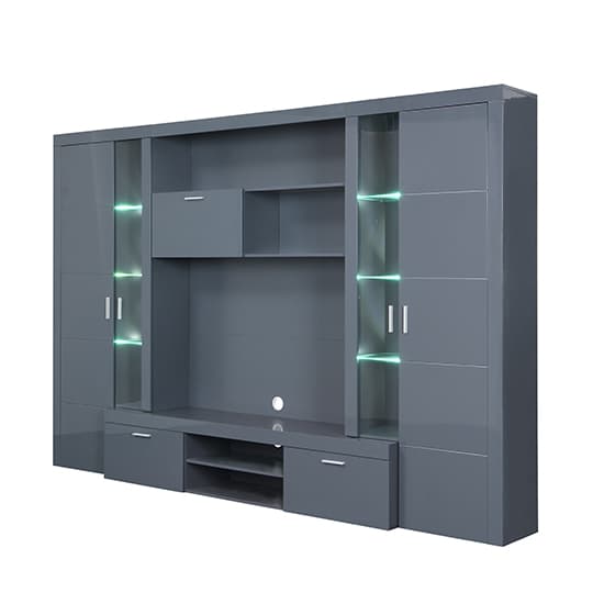 Roma Entertainment Unit Grey With High Gloss Fronts And LED | Furniture ...