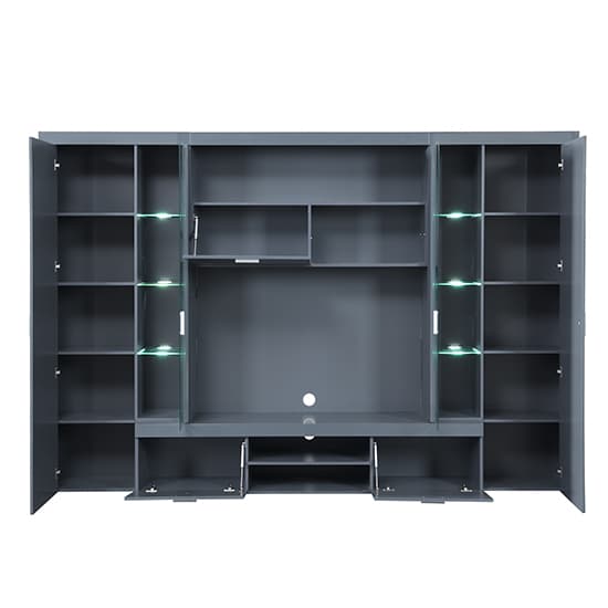 Roma Entertainment Unit Grey With High Gloss Fronts And LED | Furniture ...