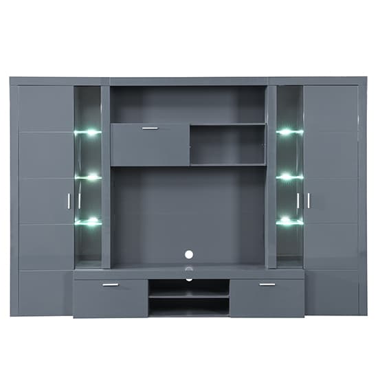 Roma Entertainment Unit Grey With High Gloss Fronts And LED | Furniture ...