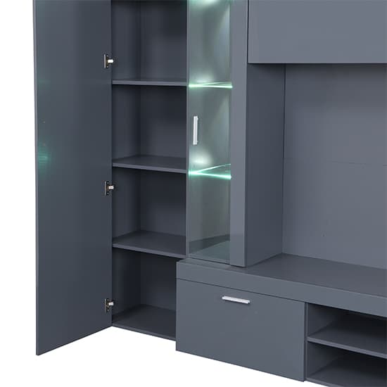 Roma Entertainment Unit Grey With High Gloss Fronts And LED | Furniture ...
