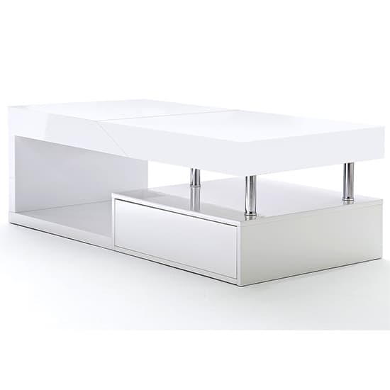 Tuna High Gloss Storage Coffee Table In White | Furniture in Fashion