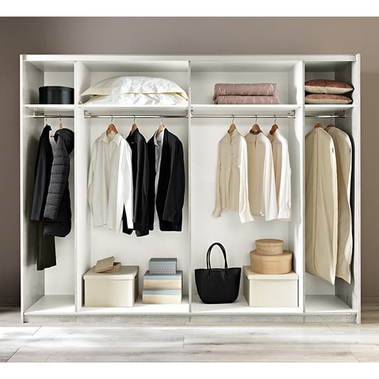 Abby Extra Large Mirrored Sliding Wooden Wardrobe In White | Furniture ...