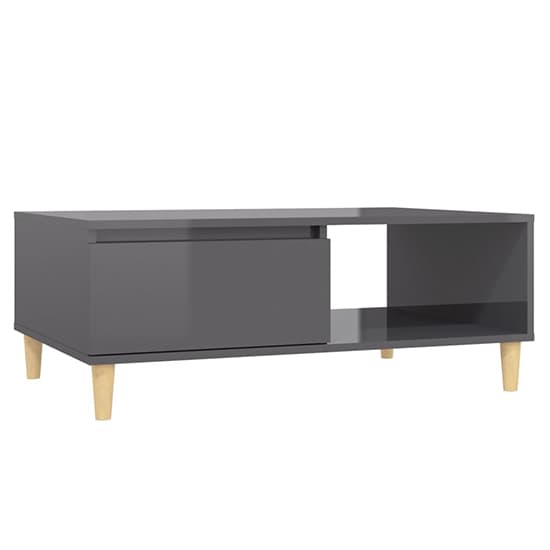 Agron High Gloss Coffee Table With 1 Door In Grey | Furniture in Fashion