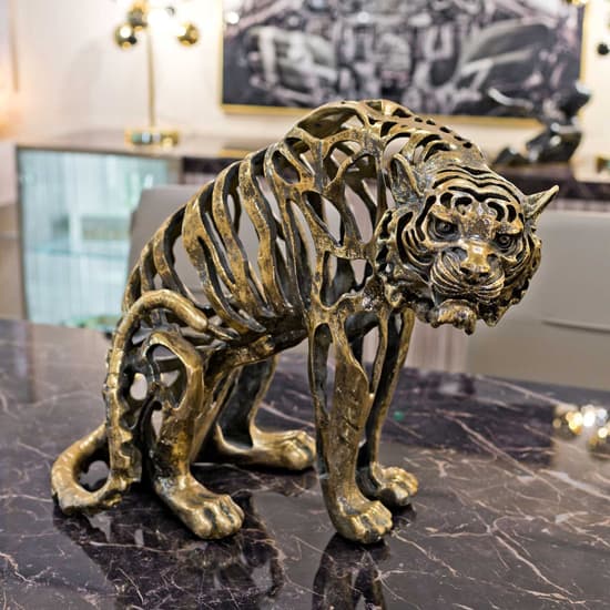 Alton Resin Hollow Tiger Sculpture In gold | Furniture in Fashion