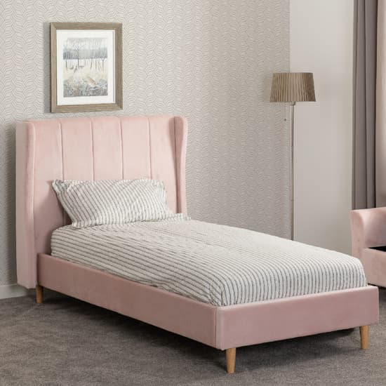 Ashburton Velvet Single Bed In Pink | Furniture in Fashion