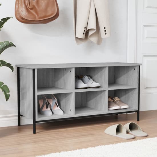 Atlanta Shoe Storage Bench 6 Compartments In Grey Sonoma Oak ...