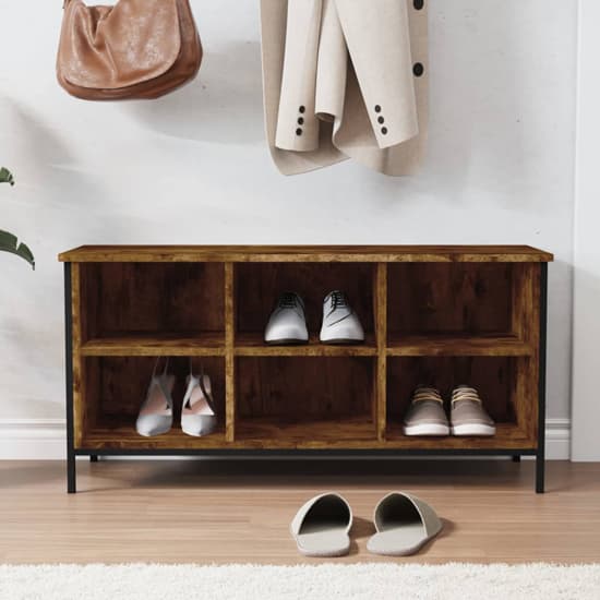 Atlanta Shoe Storage Bench 6 Compartments In Smoked Oak | Furniture in ...