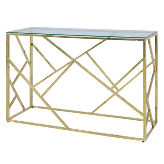 Attica Clear Glass Console Table With Gold Stainless Steel Base ...