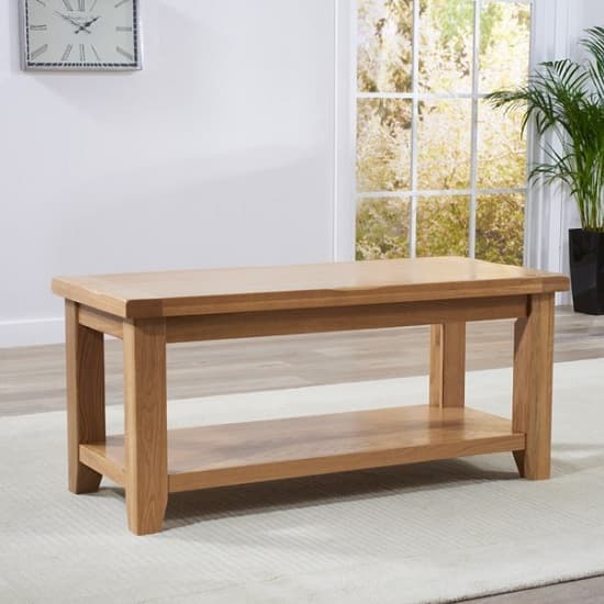 Avignon Wooden Coffee Table Rectangular In Oak With Undershelf ...