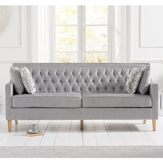 Ballark Plush Fabric Upholstered 3 Seater Sofa In Grey | Furniture in ...