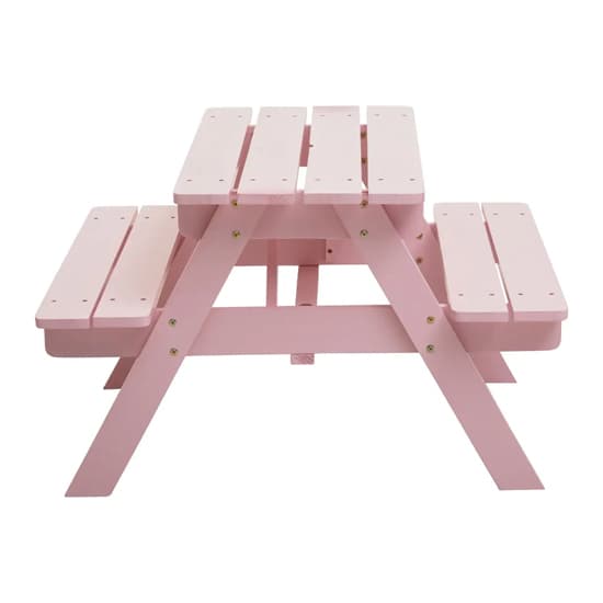 Beata Outdoor Wooden Kids Picnic Bench In Pink | Furniture in Fashion