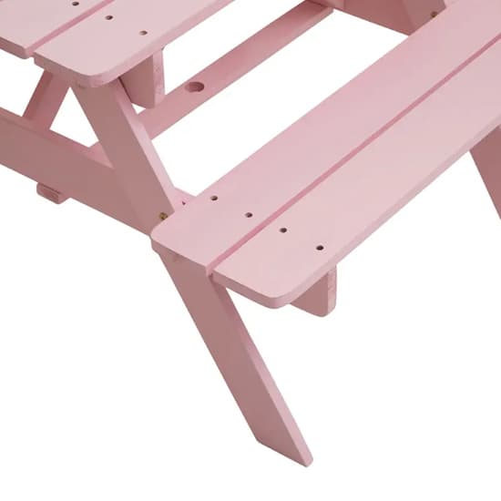 Beata Outdoor Wooden Kids Picnic Bench In Pink | Furniture in Fashion
