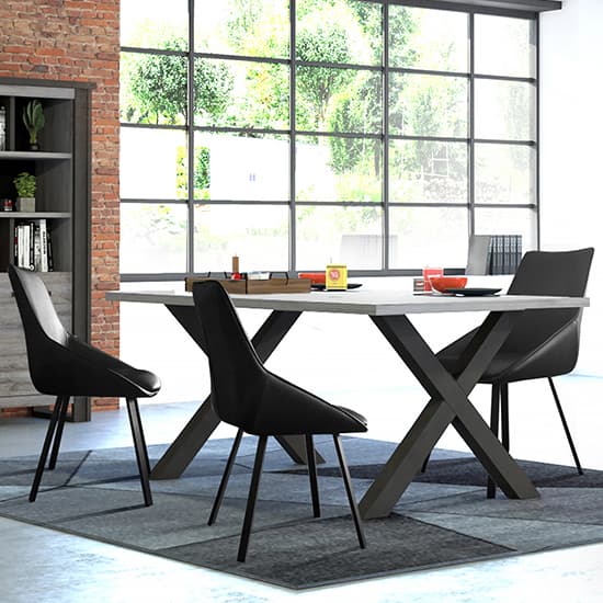 Beira Robust Oak 170cm Wooden Dining Table With 4 Black Chairs ...