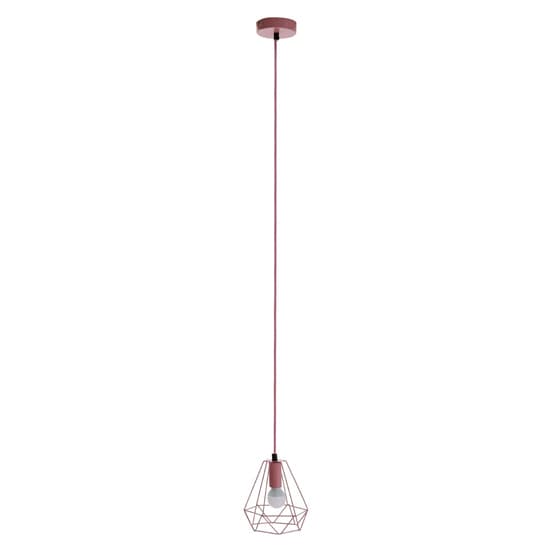 Belika Metal Geometric Wire Frame Pendant Light In Pink | Furniture in ...