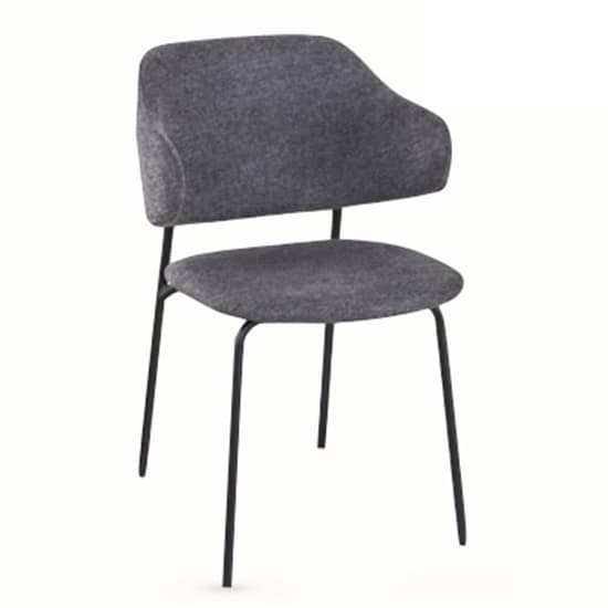 Benson Fabric Dining Chair In Dark Grey With Black Metal Frame ...