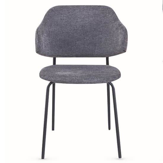 Benson Fabric Dining Chair In Dark Grey With Black Metal Frame ...