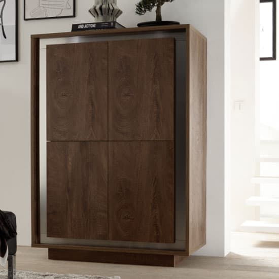 Borden Wooden Highboard In Cognac Oak | Furniture in Fashion