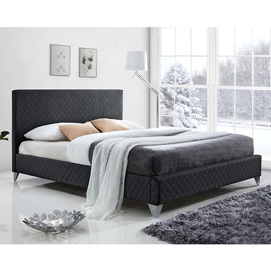Brooklyn Fabric Upholstered Double Bed In Dark Grey | Furniture in Fashion