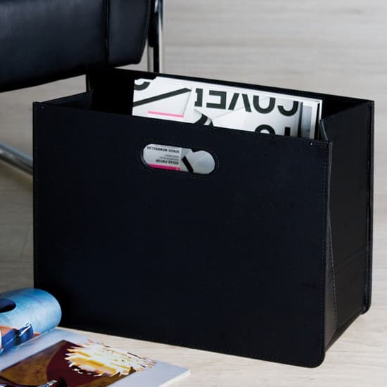Brooklyn Synthetic Leather Magazine Rack In Black | Furniture in Fashion