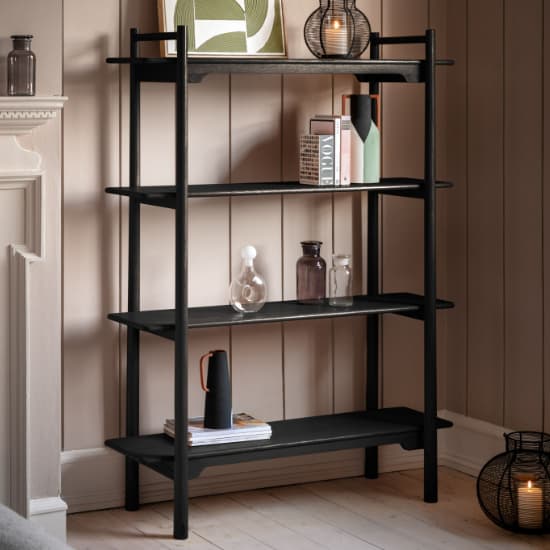 Burbank Wooden Open Shelving Unit In Black | Furniture in Fashion