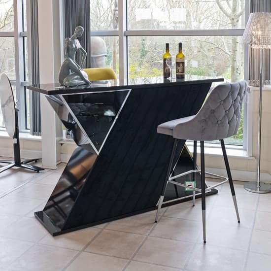 Camrose High Gloss Home Bar Unit With 3 Shelves In Black | Furniture in ...