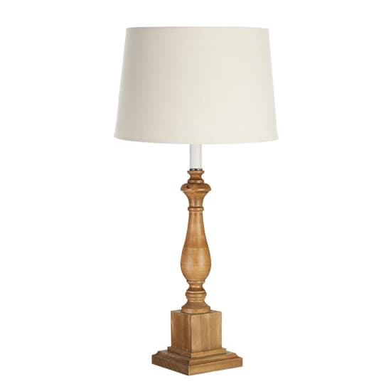 Candoca Natural Fabric Shade Table Lamp With Square Oak Base ...