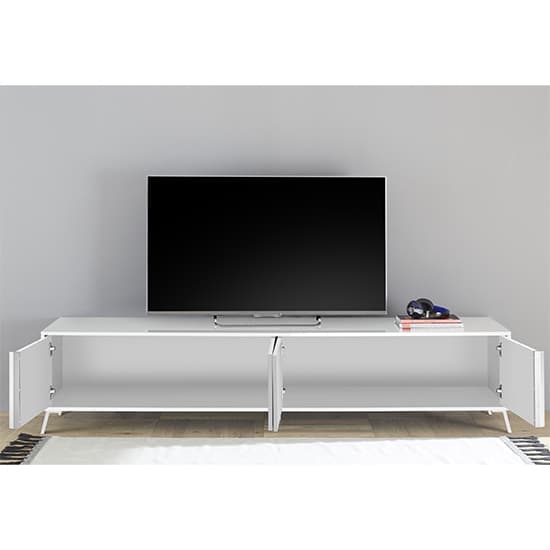 Cappy High Gloss TV Stand With 4 Doors In White | Furniture in Fashion