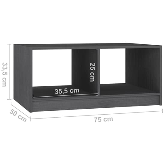 Cason Solid Pinewood Coffee Table With Shelf In Grey | Furniture in Fashion