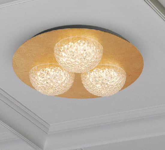Celestia 3 LED Ceiling Light In Gold Leaf With Clear Acrylic ...