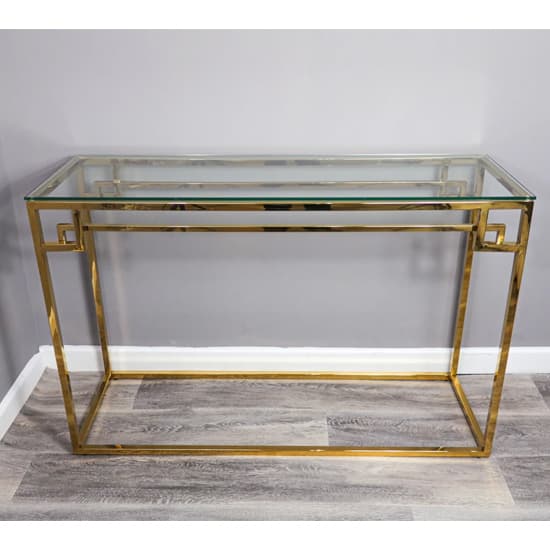 Cesar Clear Glass Console Table With Gold Frame | Furniture in Fashion