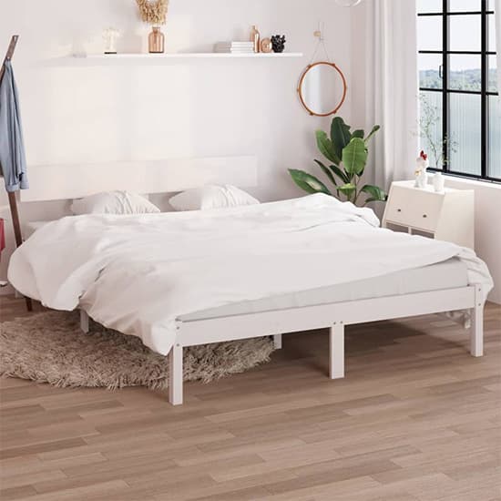Chavez Solid Pinewood Small Double Bed In White | Furniture in Fashion