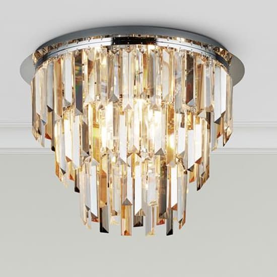 Clarissa Glass Flush Ceiling Light In Chrome | Furniture in Fashion