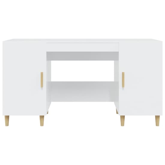 Cress High Gloss Computer Desk With 2 Door In White | Furniture in Fashion