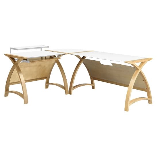Modular Real Oak Wood Curve Corner Computer Desk | Furniture in Fashion