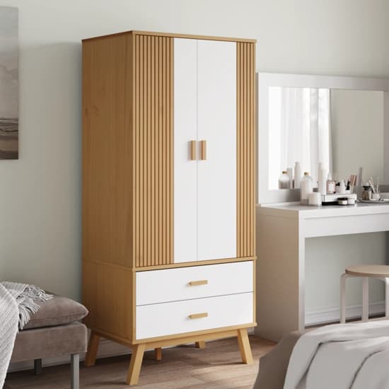 Dawlish Wooden Wardrope With 2 Doors In White And Brown | Furniture in ...