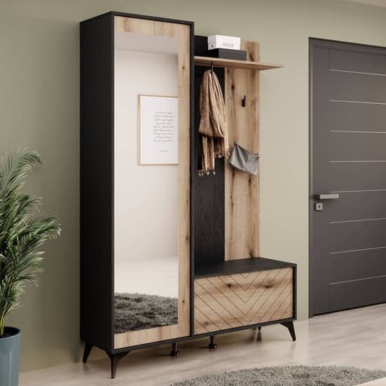 Douala Wooden Hallway Furniture Set In Evoke Oak | Furniture in Fashion