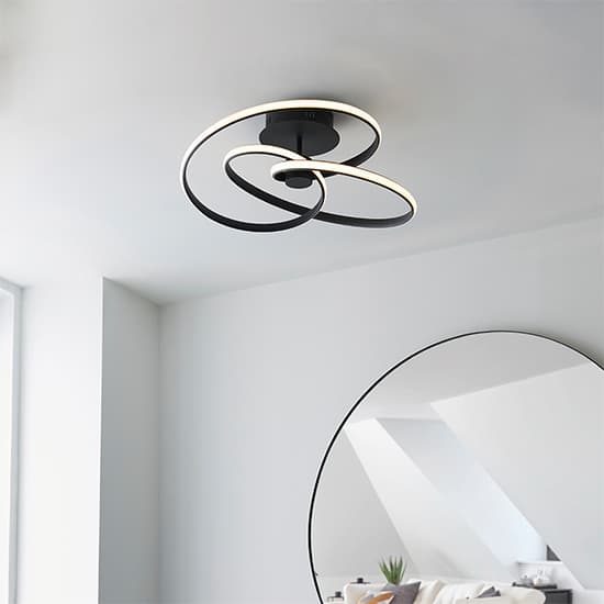 Dune LED Ceiling Light In Textured Black With White Diffuser ...