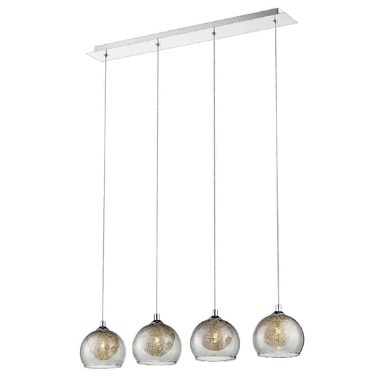 Ealing 4 Light Smoked Glass Shade Bar Pendant Light In Chrome ...