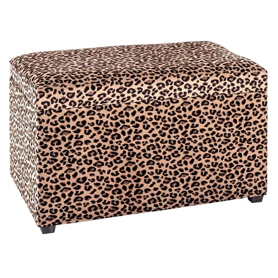 Eastroy Fabric Upholstered Storage Ottoman In Leopard Print | Furniture ...