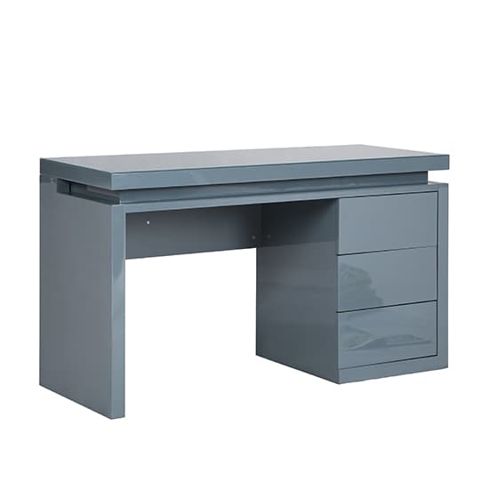 Emerson High Gloss Computer Desk In Grey With LED Lighting | Furniture ...